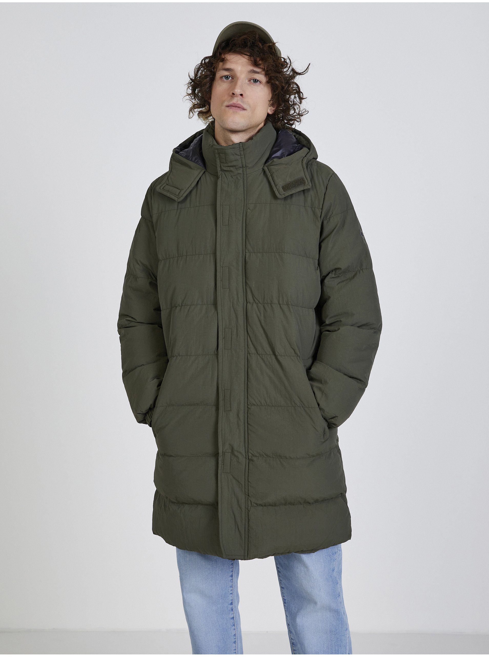 Dark Green Quilted Jacket Blend - Men
