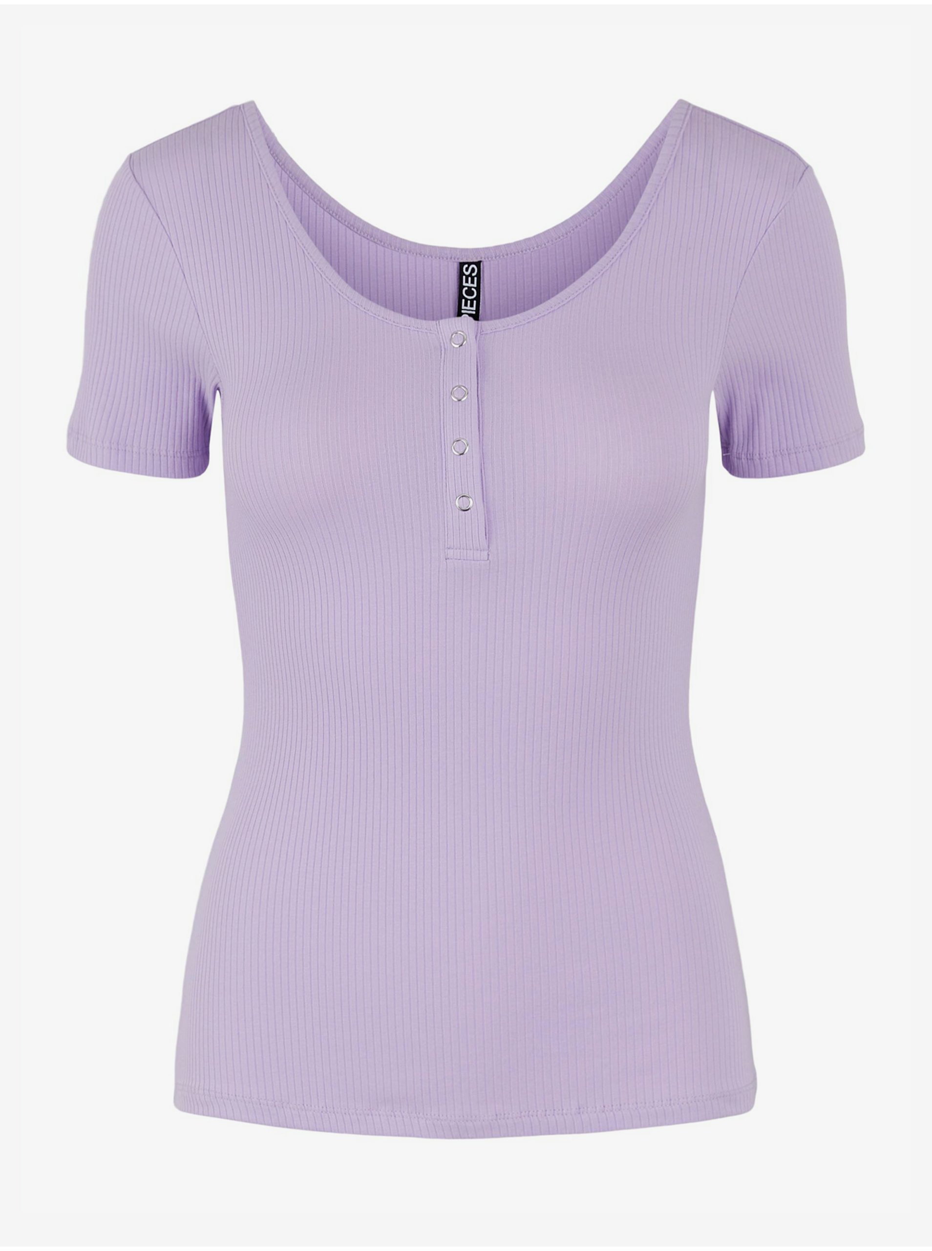 Light Purple Ribbed T-Shirt Pieces Kitte - Women