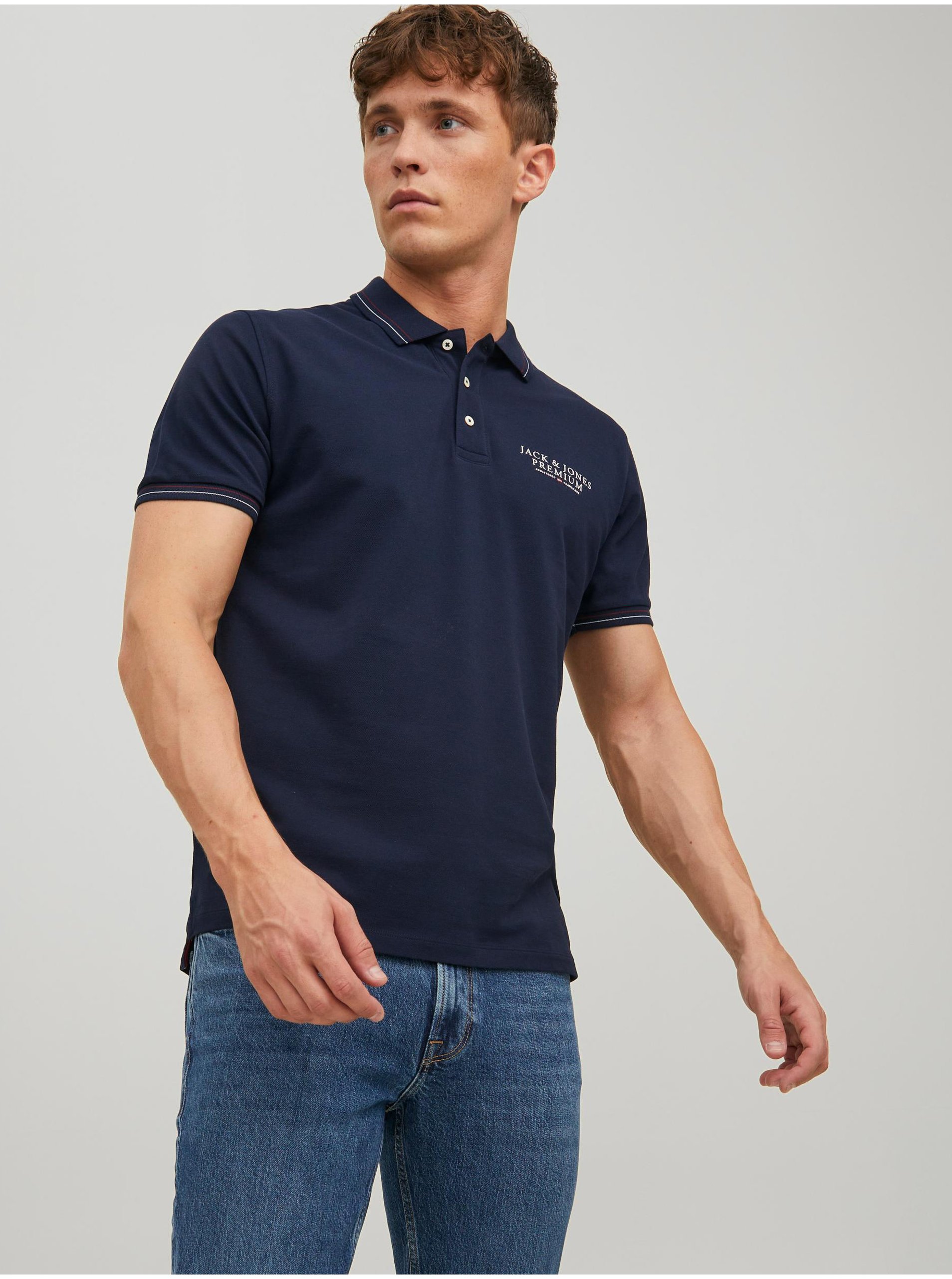 Dark blue mens polo shirt Jack & Jones Archie - Men