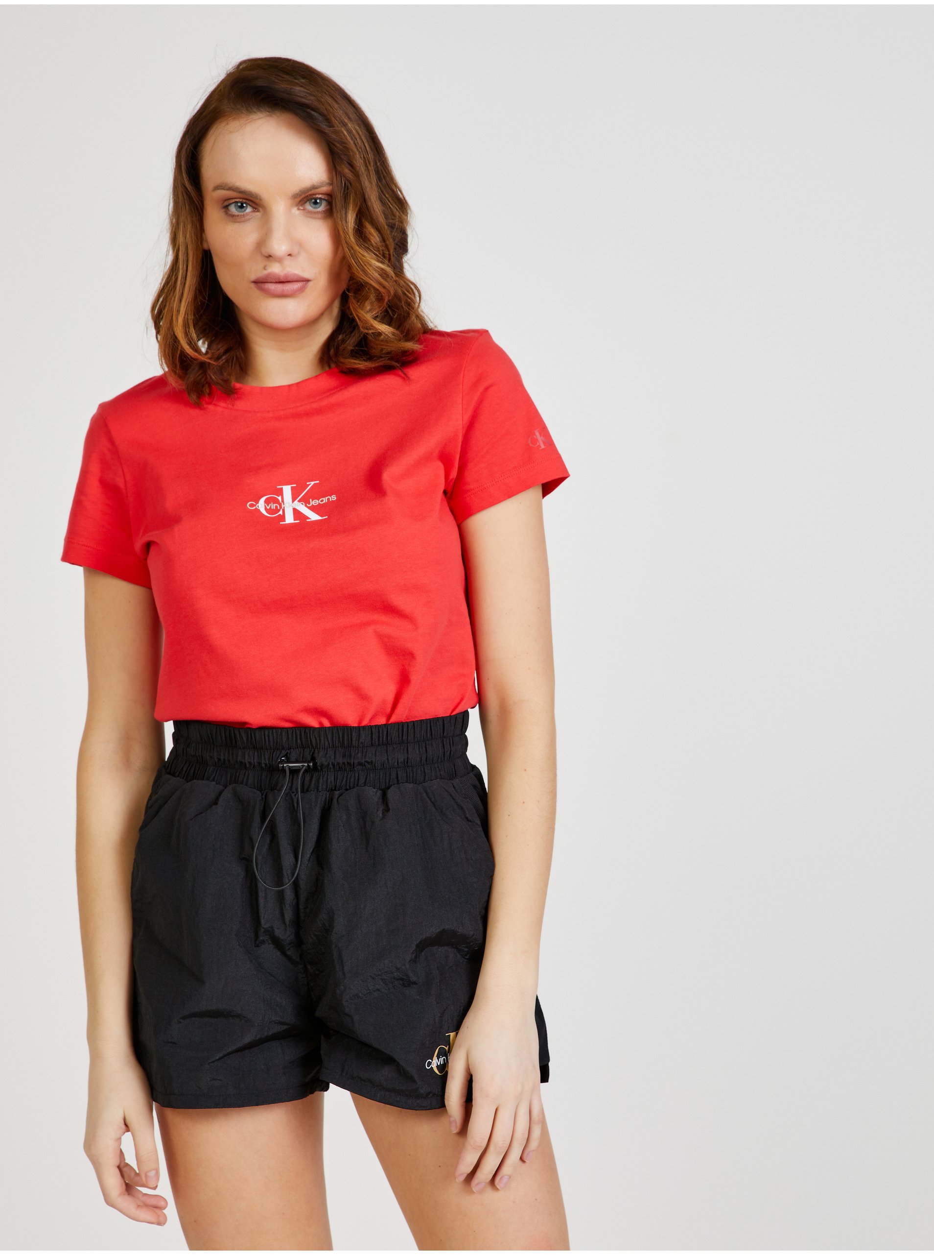 Red Women's T-Shirt with Calvin Klein Print - Women