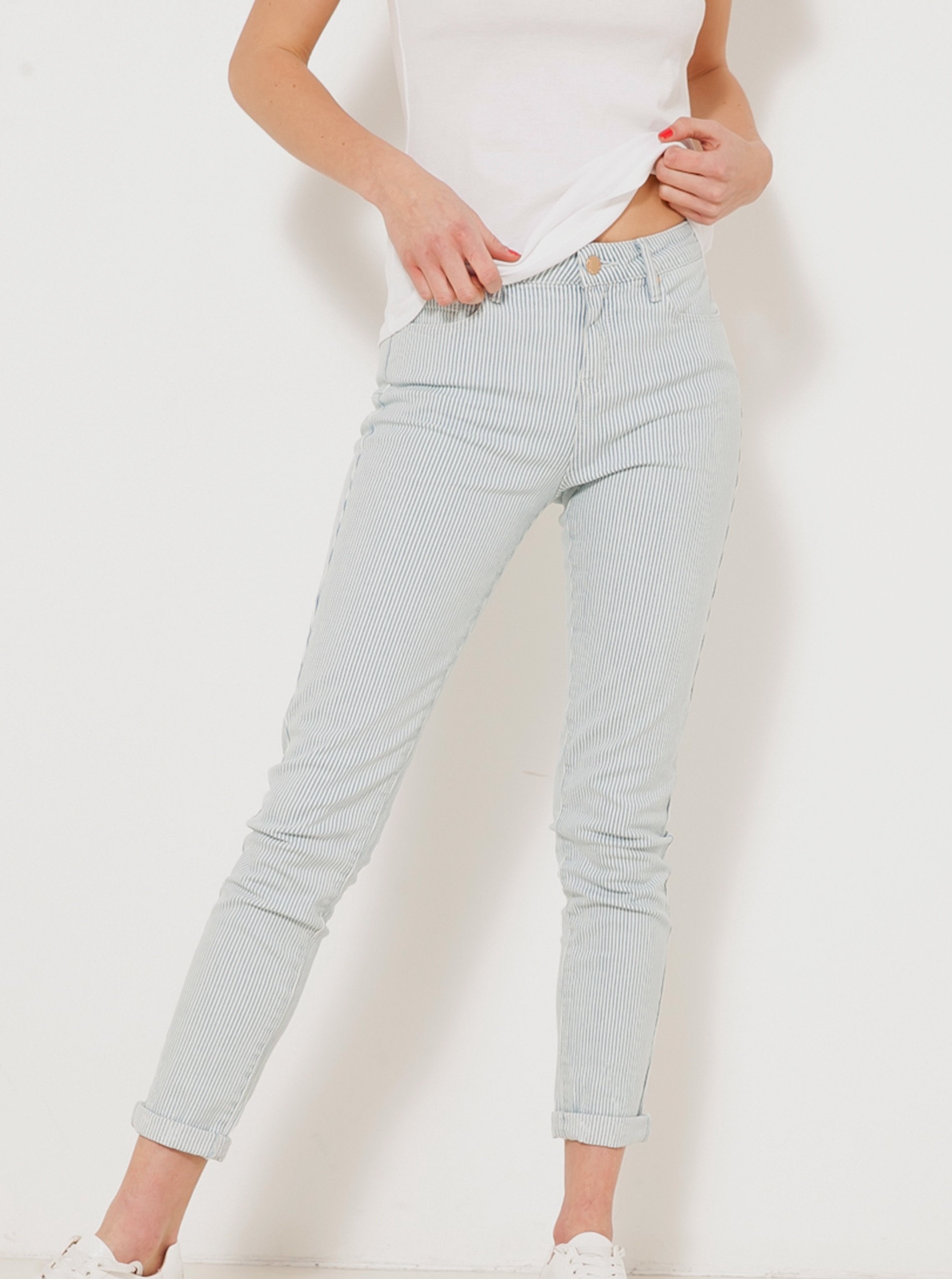 Light Blue Shortened Slim Fit Jeans CAMAIEU - Women