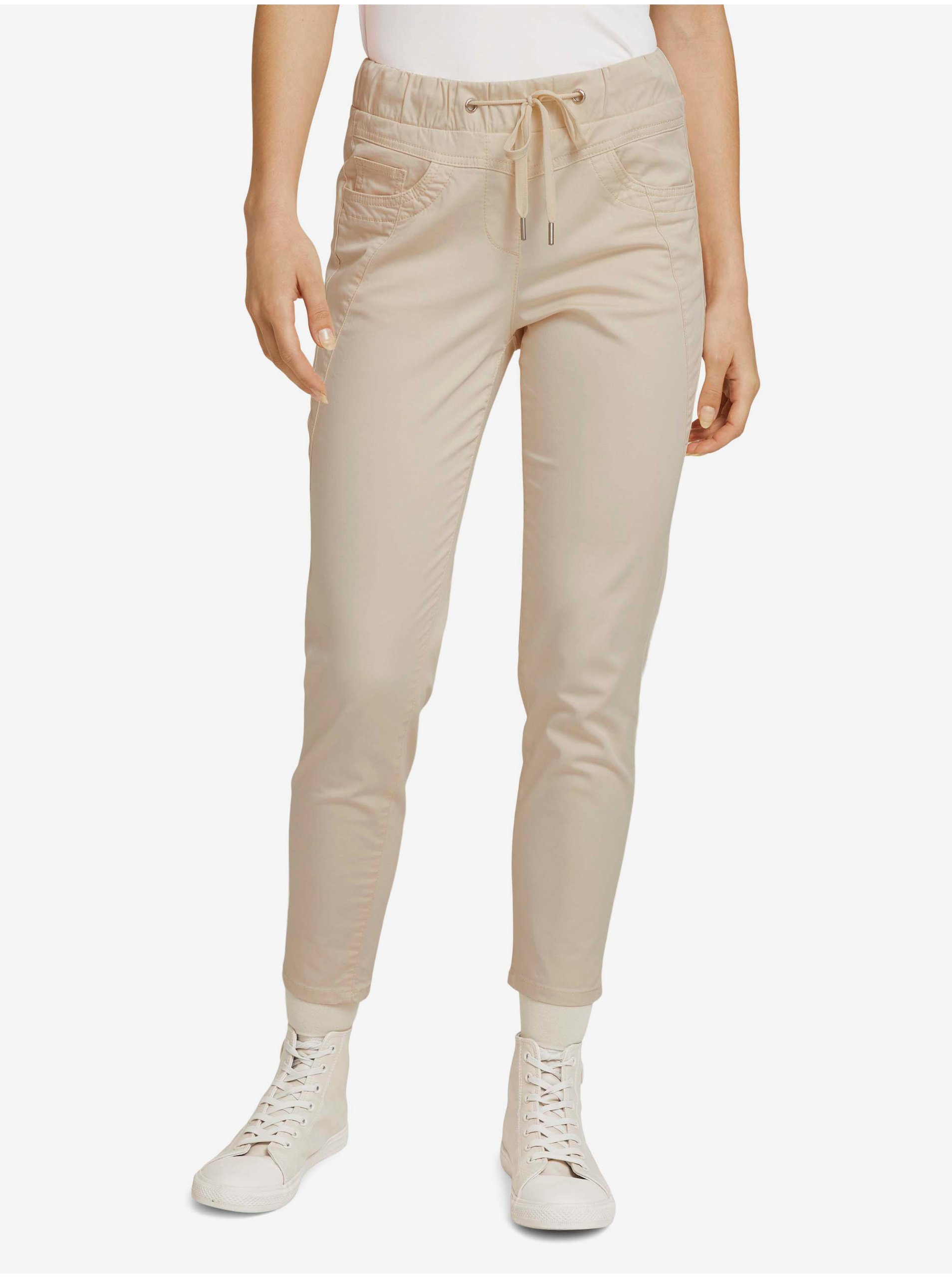 Beige Women's Shortened Pants Tom Tailor - Women