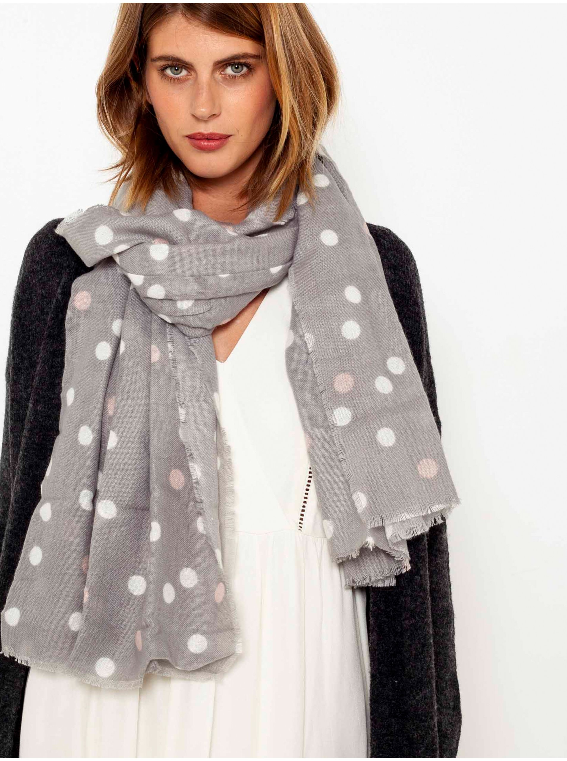 Light Grey Polka dot scarf CAMAIEU - Women