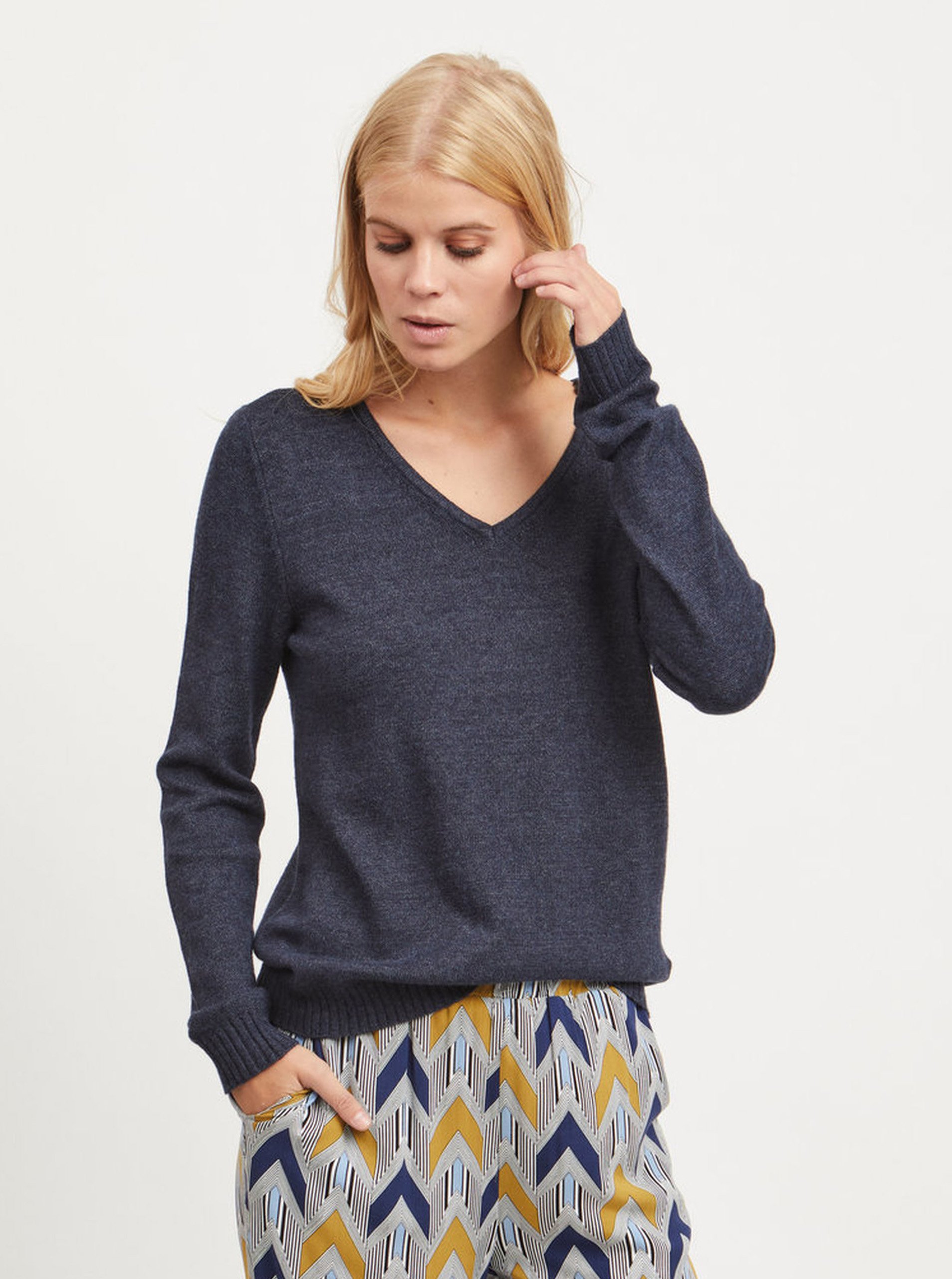 Blue brindle basic sweater VILA Viril - Women