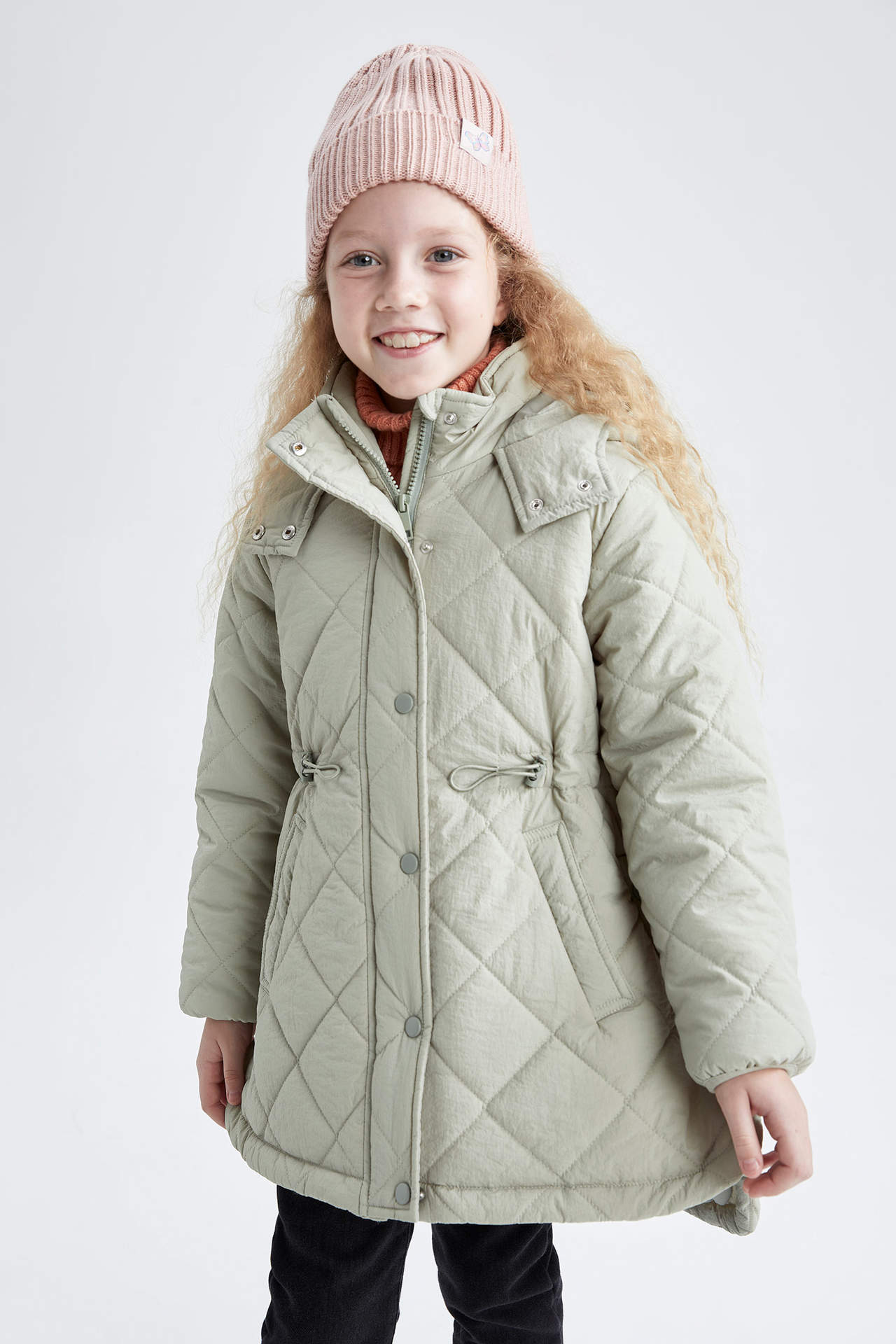DEFACTO Girls Hooded Quilted Long Coat