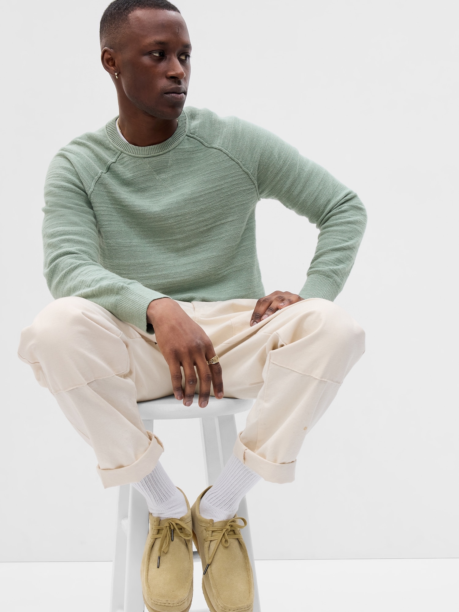 Light green men's brindle basic sweater GAP